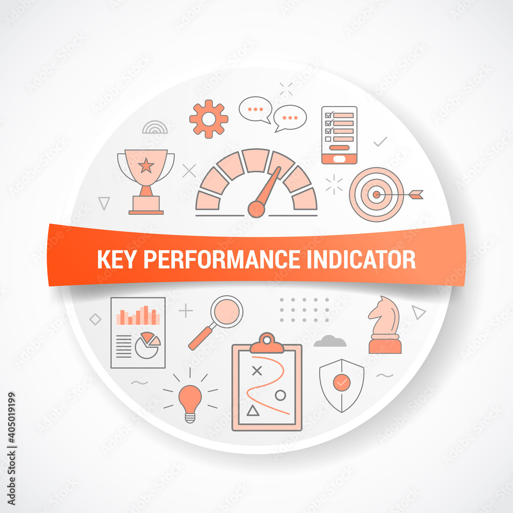kpi key performance indicator with icon concept with round or circle ...