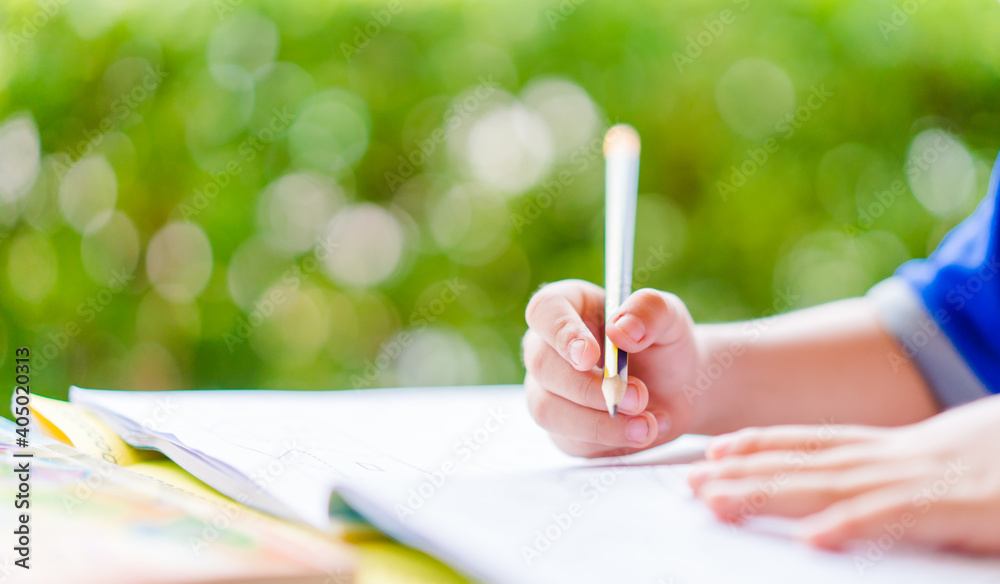 Toddler boy student online learning class study online video call zoom ...