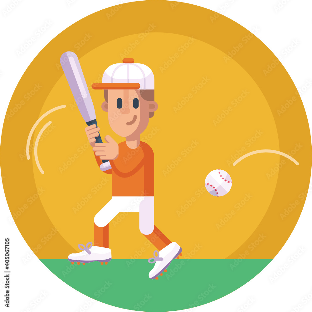 Baseball, softball sport game vector flat icons. Ball, bat, field ...