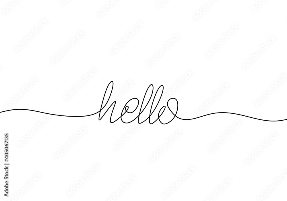 HELLO handwritten inscription. Hand drawn lettering. calligraphy. One ...