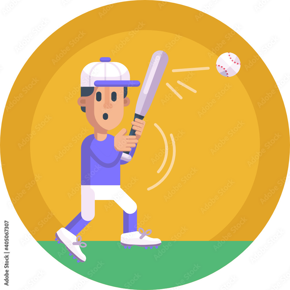 Baseball, softball sport game vector flat icons. Ball, bat, field ...
