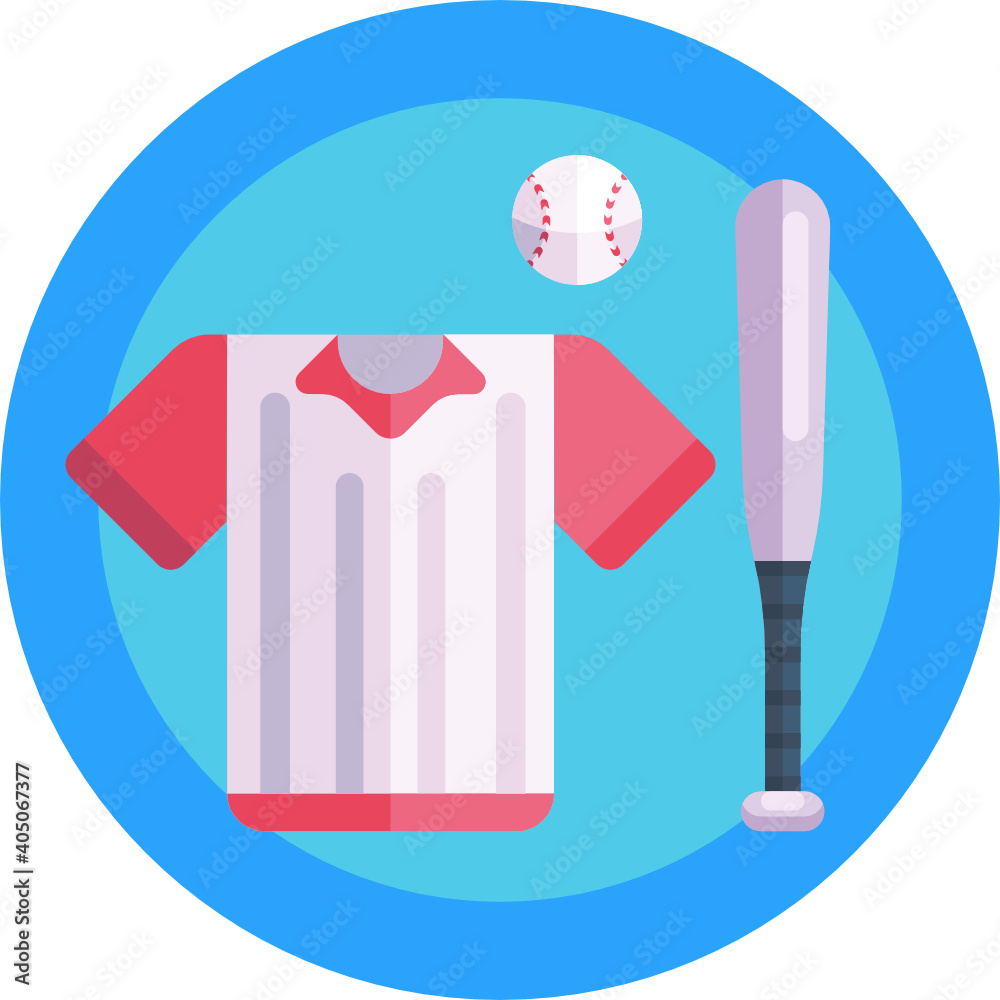 Baseball, softball sport game vector flat icons. Ball, bat, field ...