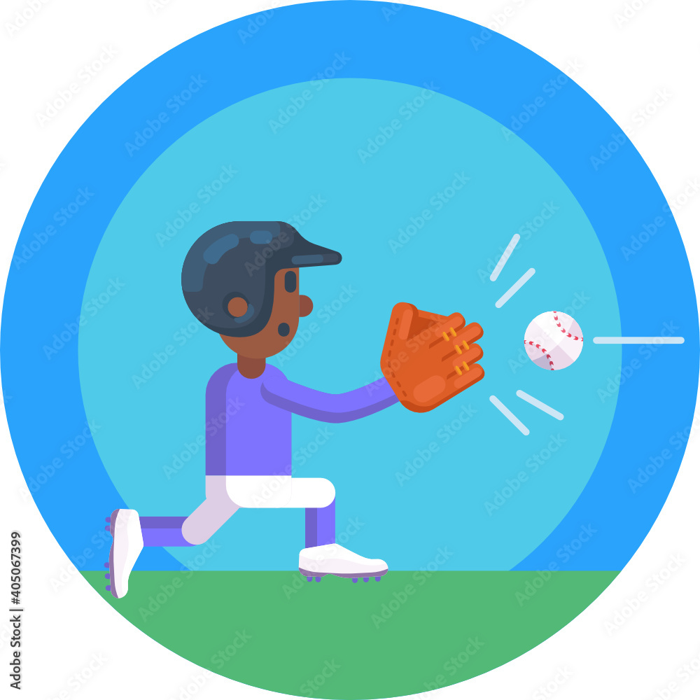 Baseball, softball sport game vector flat icons. Ball, bat, field ...