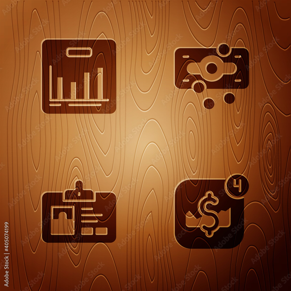 Set Mobile stock trading, Pie chart infographic, Identification badge ...