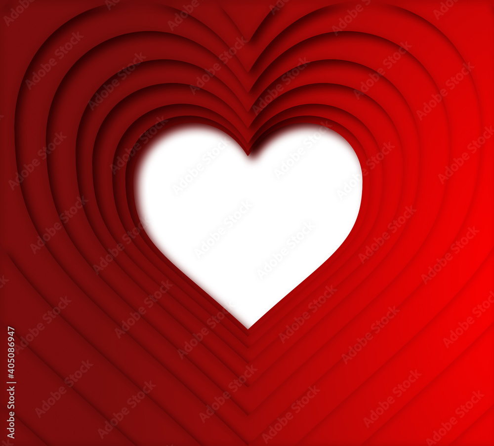 Concentric red heart cutouts with hwith white background Stock ...