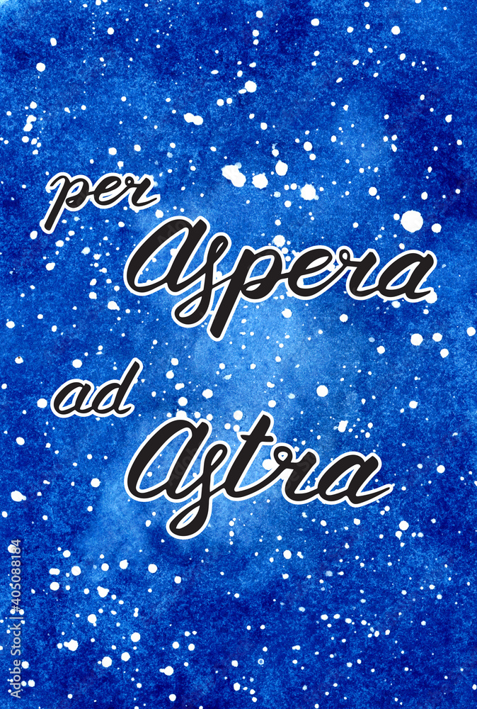 Beautiful card with lettering. Through the thorns to the stars. Per ...