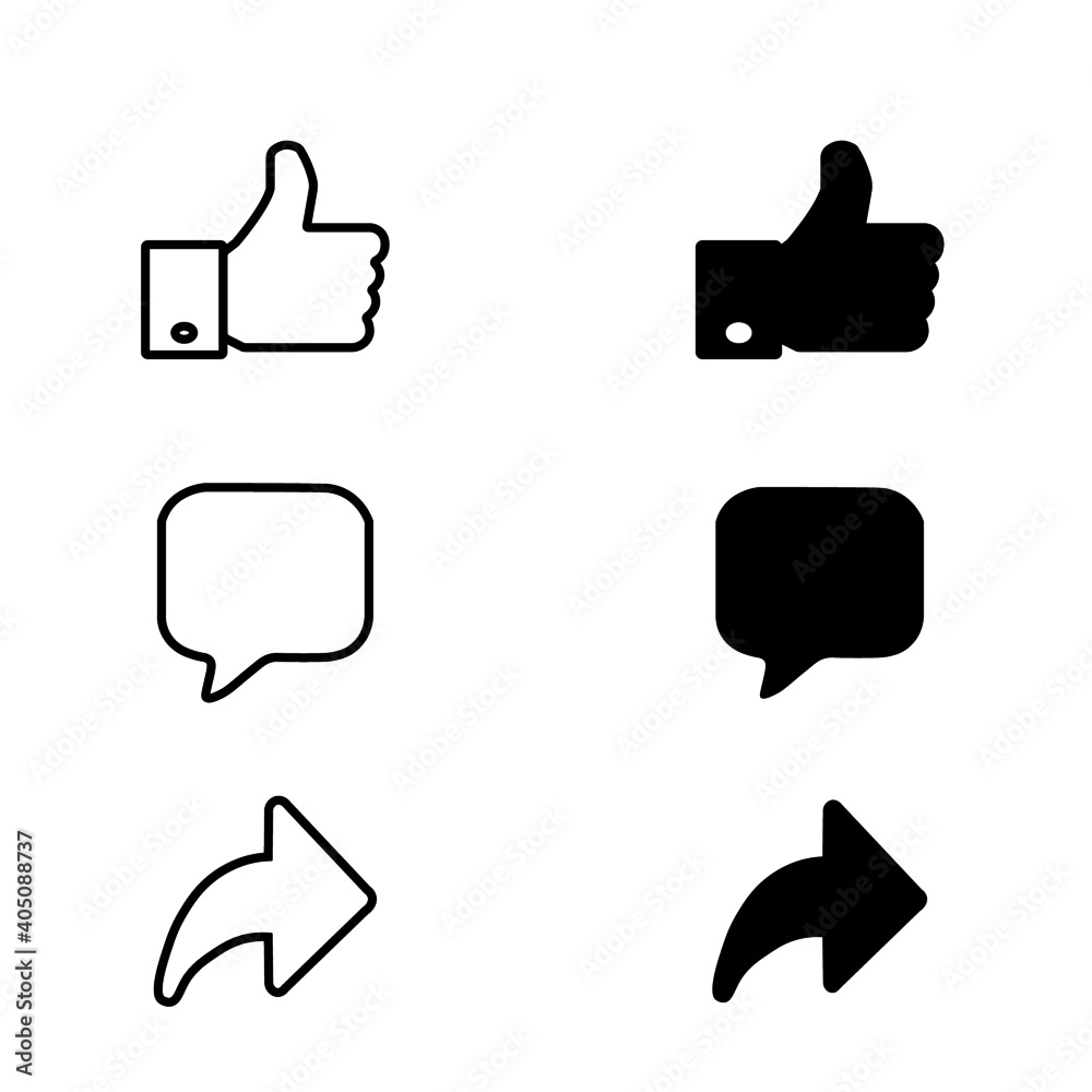 Icons Facebook - Like - Comment - Share Stock Vector | Adobe Stock