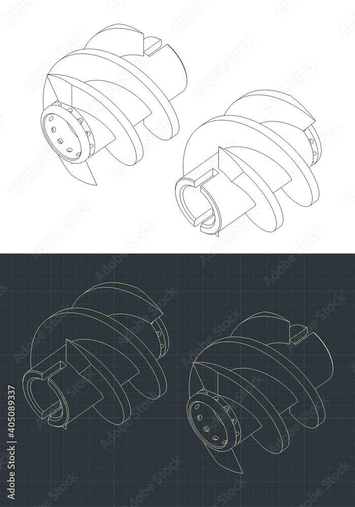 Inducer isometric drawings Stock Vector | Adobe Stock