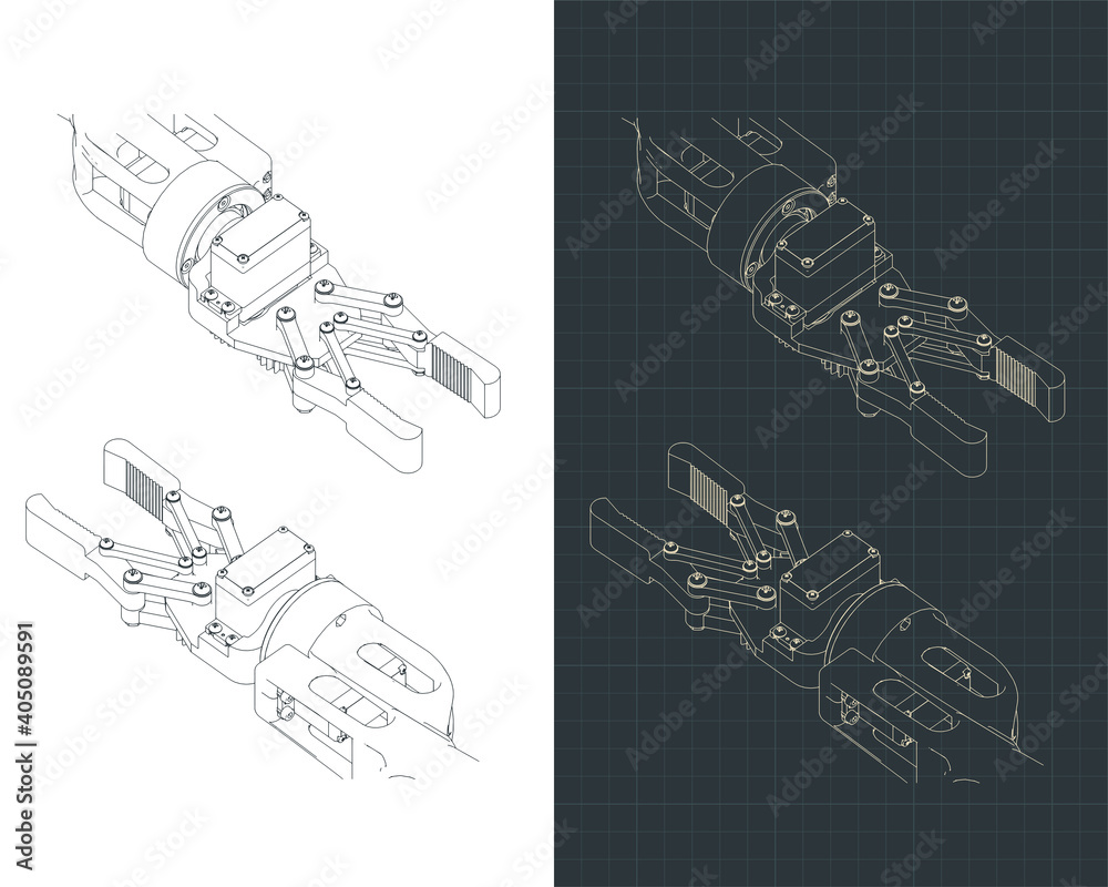 Robotic arm isometric drawings Stock Vector | Adobe Stock