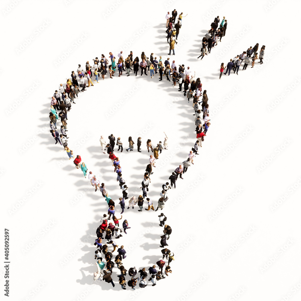 Concept or conceptual large community of people forming the image of a ...