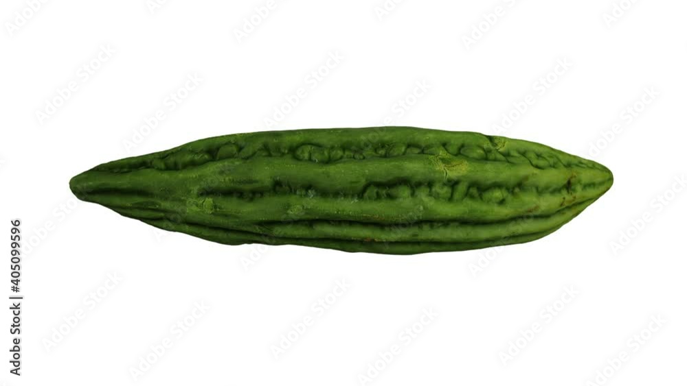 Realistic render of a rolling Bitter Melon (Bitter Gourd) on white ...