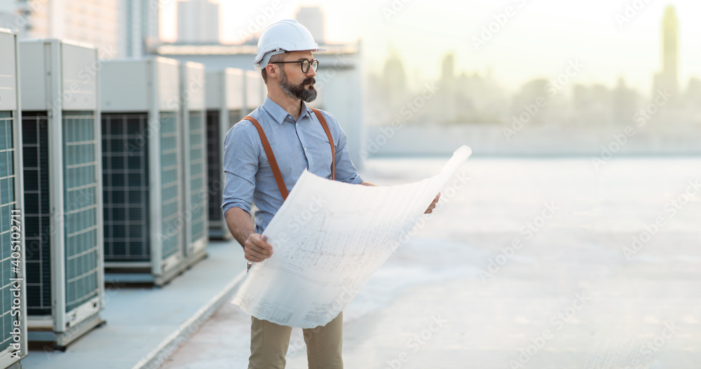 Professional construction worker in construction site. Electrical ...