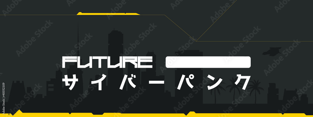 Neo Tokyo Futuristic Banner with Sci-fi Cyberpunk Elements Stock Vector ...