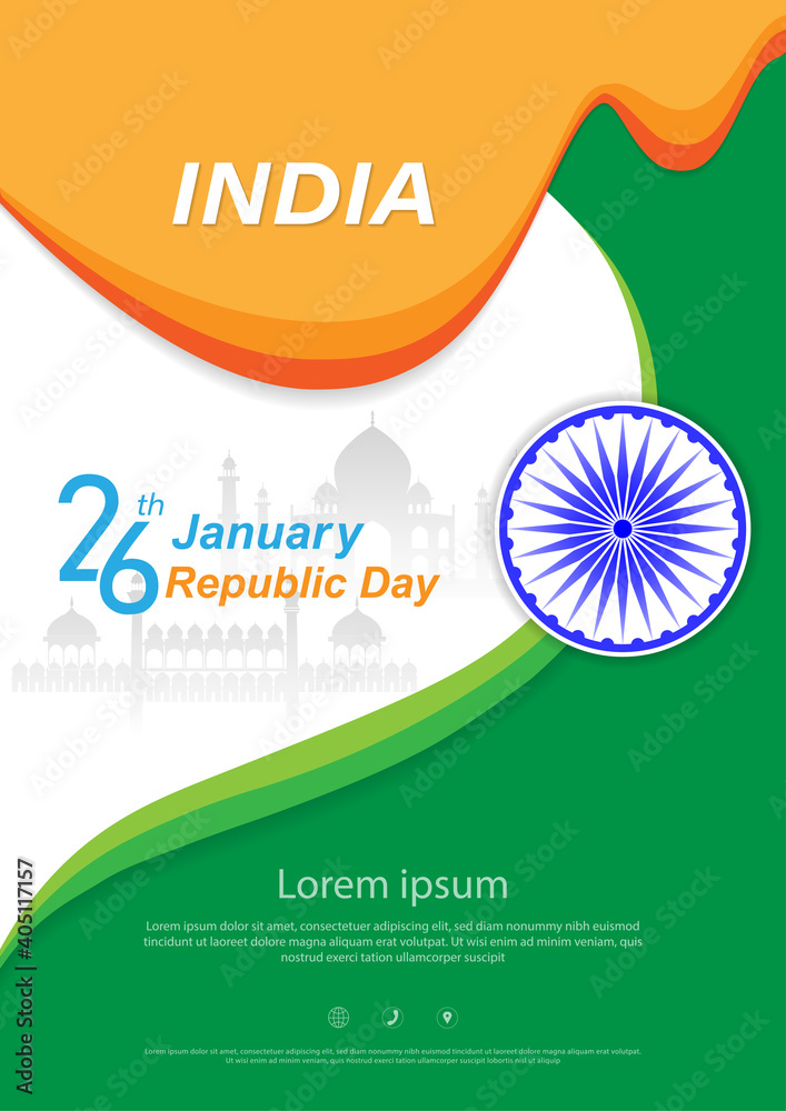 26 th January Indian Republic Day vector illustration background ...