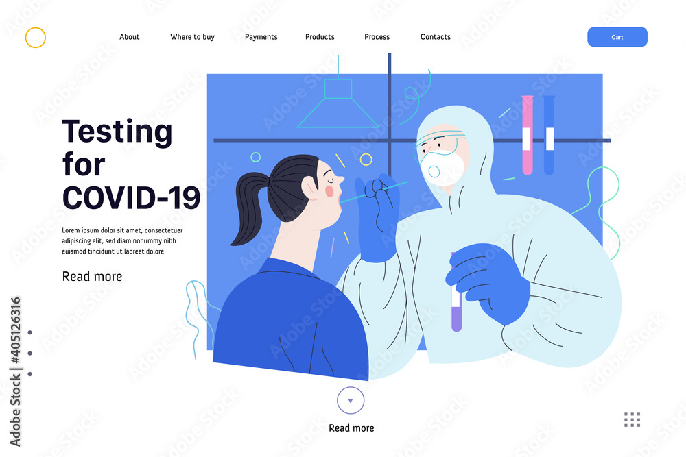 Medical tests web template - testing for COVID-19 - modern flat vector ...