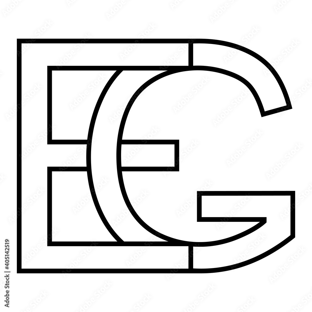 Logo sign eg and ge icon sign interlaced letters G, E vector logo eg ...