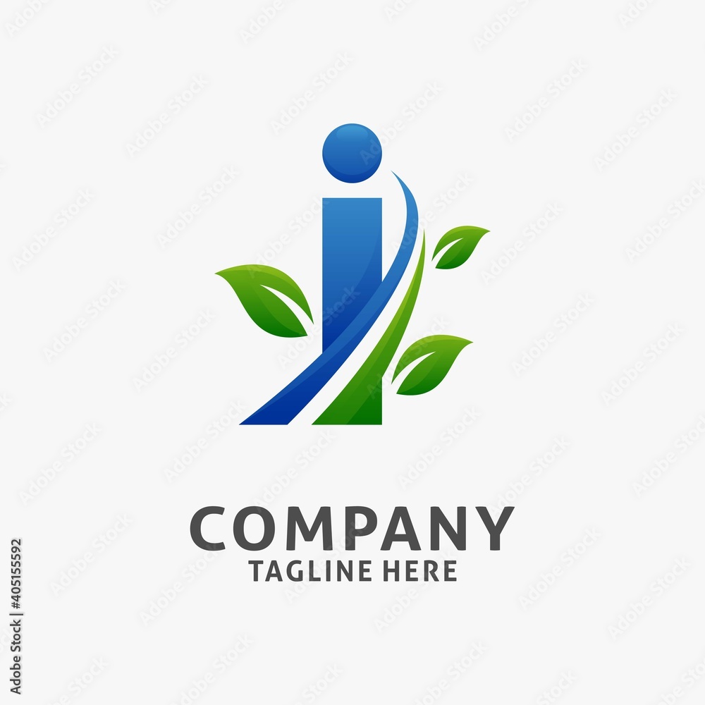 Letter i leaf logo design Stock Vector | Adobe Stock