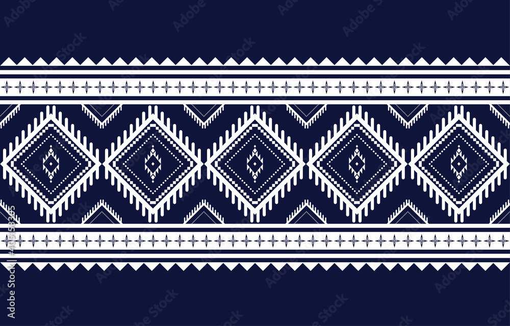 Geometric ethnic pattern vector Blue and white abstract seamless ...