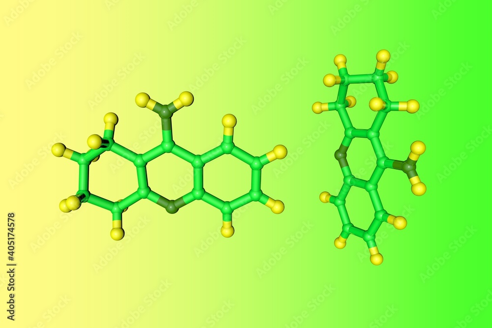 Molecular model of tacrine, an oral medication indicated for the ...