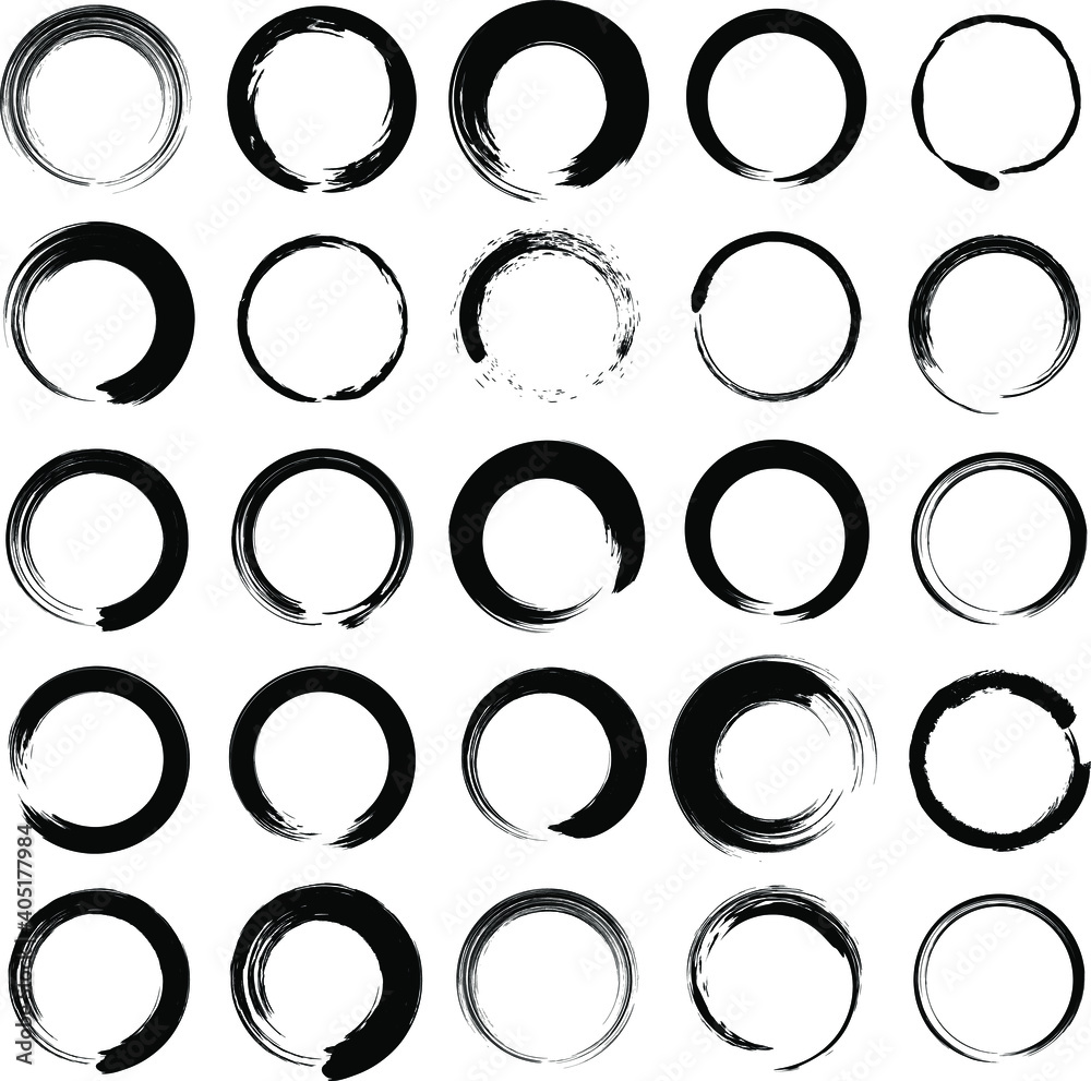 Set of abstract black grunge rounded shapes. Vector illustration ...