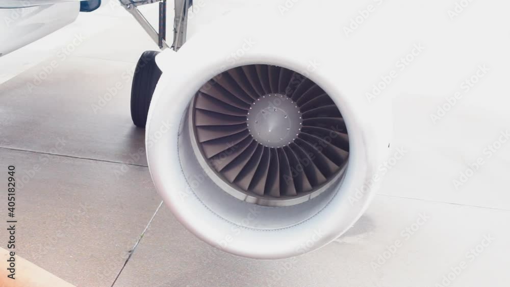 Airplane turbine. Aircraft are propelled by airbreathing jet engines ...