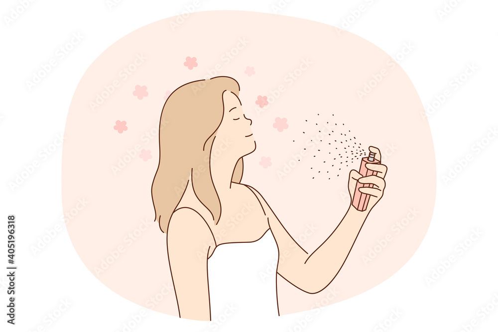 Beauty, cosmetics, home skincare concept. Young smiling woman cartoon ...