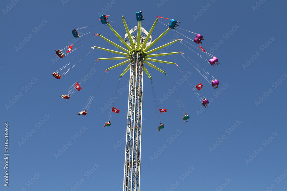 Carousel at fun fair Knabenschiessen, Zurich, Switzerland. Stock Photo ...
