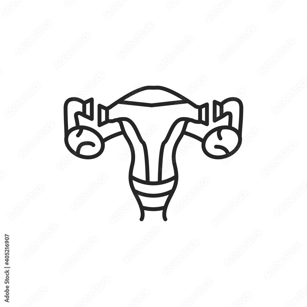 Female sterilization black line icon. Tubal ligation. Permanent ...
