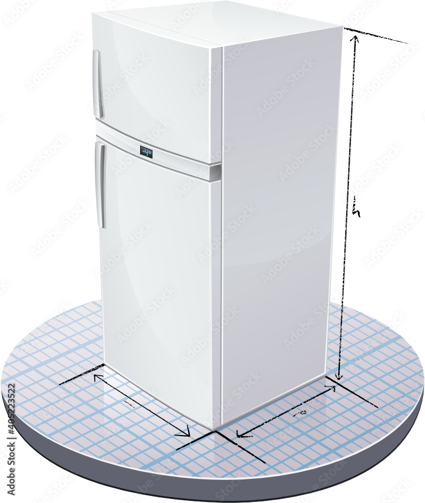 Refrigerator and its dimensions (cutout) Stock Vector | Adobe Stock