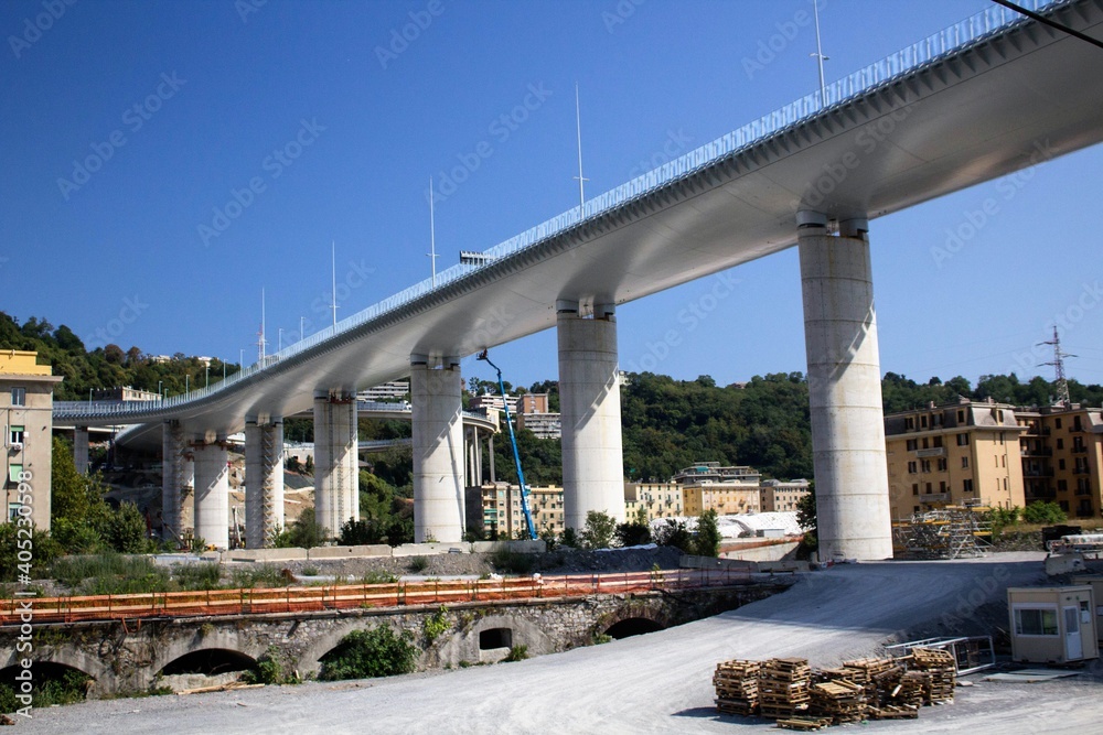 Genoa, Italy, August 10, 2020 new highway viaduct "San Giorgio" bridge ...