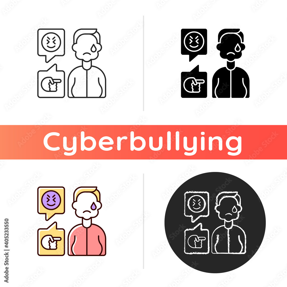 Weight-based cyberbullying icon. Bodyshaming online. Offensive comments ...