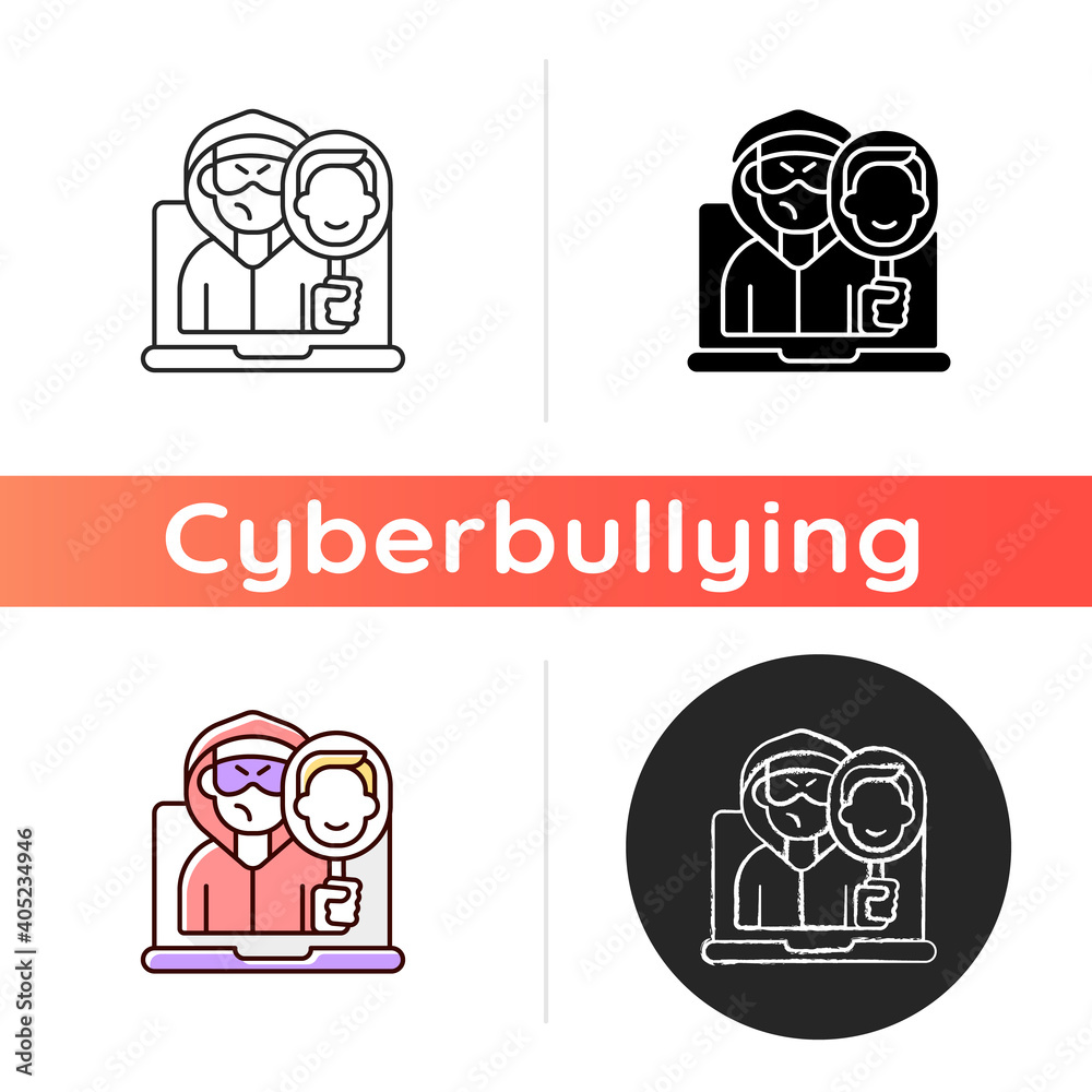 Online impersonation icon. Cyberbullying and cyberharassment. Internet ...