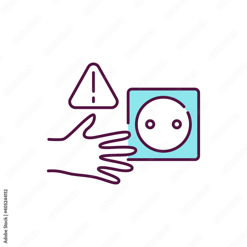 Electricity hazard RGB color icon. Safety at home with electrical ...