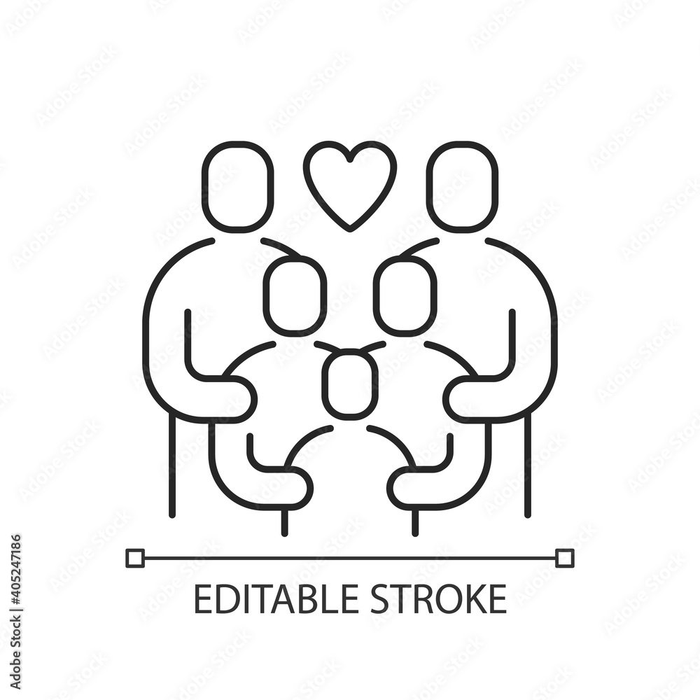 Vettoriale Stock Family reunion linear icon. Relatives social gathering ...