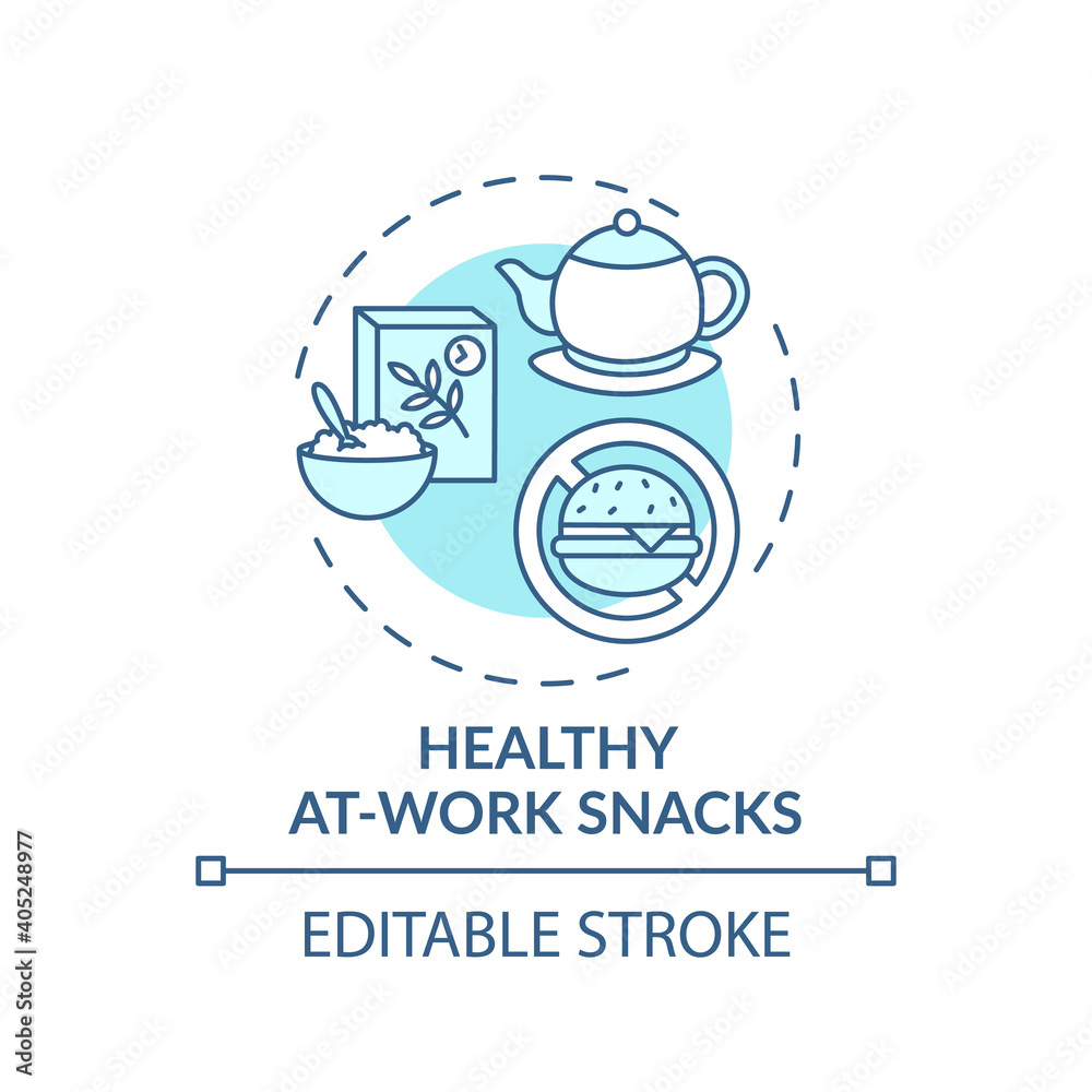 Healthy at-work snacks concept icon. Workplace wellness example idea ...