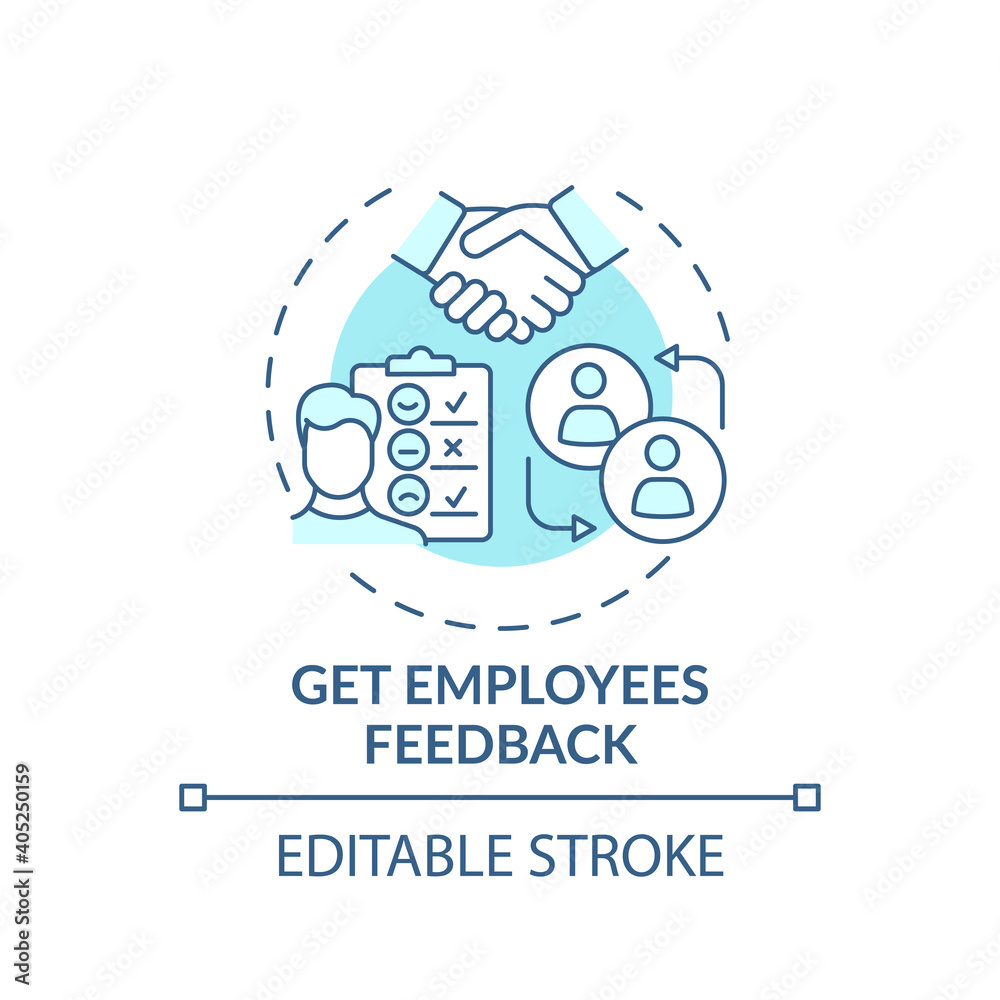 Getting employees feedback concept icon. Workplace wellness success tip ...