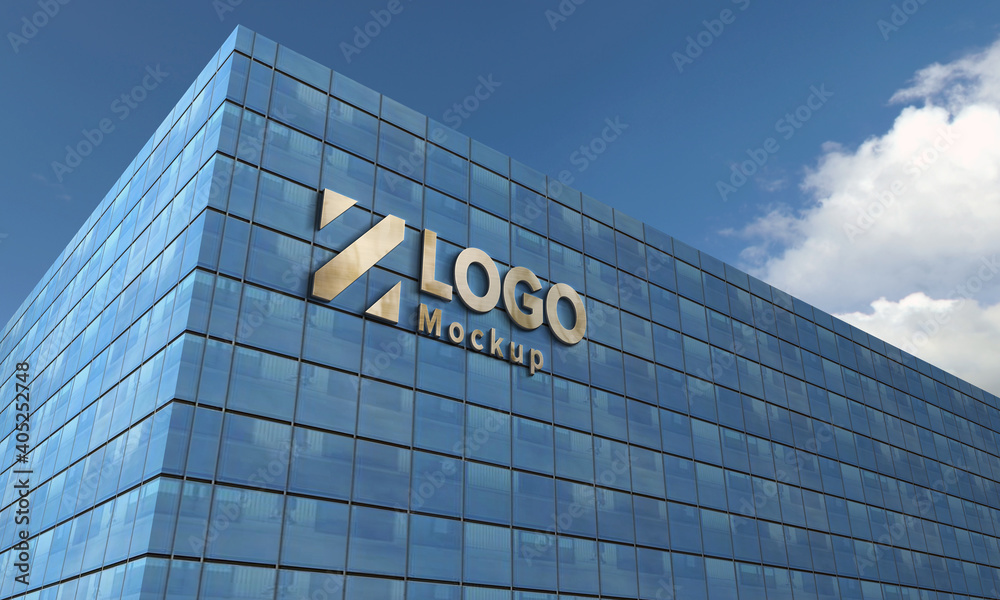 Logo Mockup 3D Sign façade Building 3d Rendered Stock Illustration ...