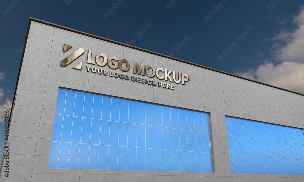 Logo Mockup 3D Sign façade Building 3d Rendered Stock Illustration ...