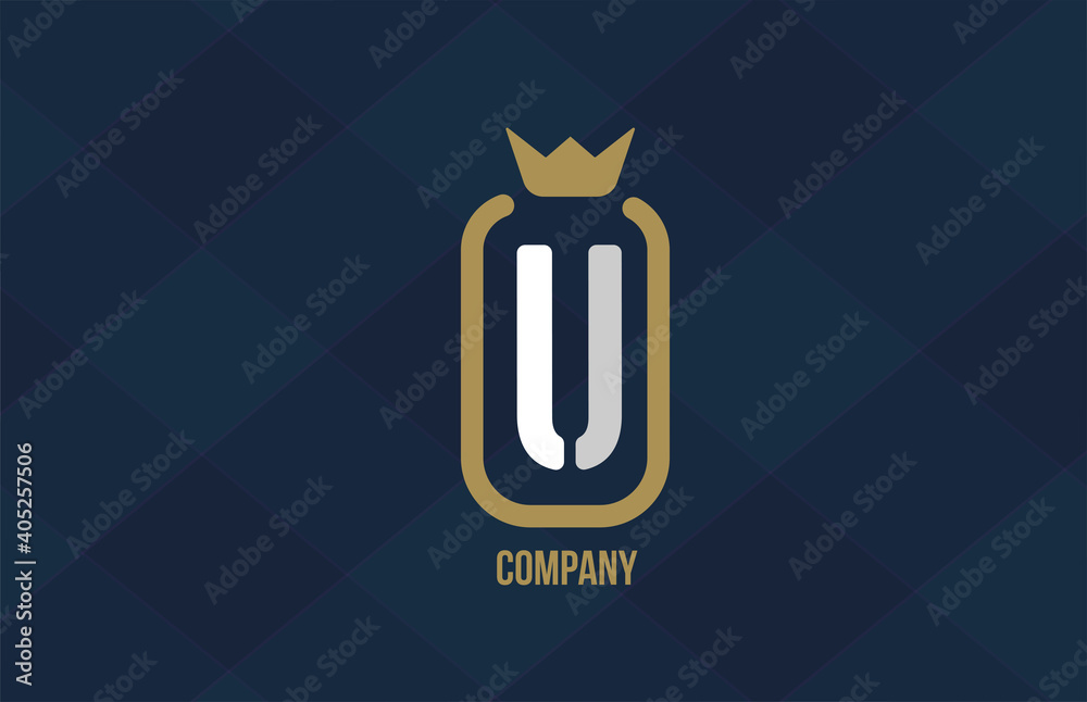 U king crown alphabet letter logo for corporate and company. Blue white ...