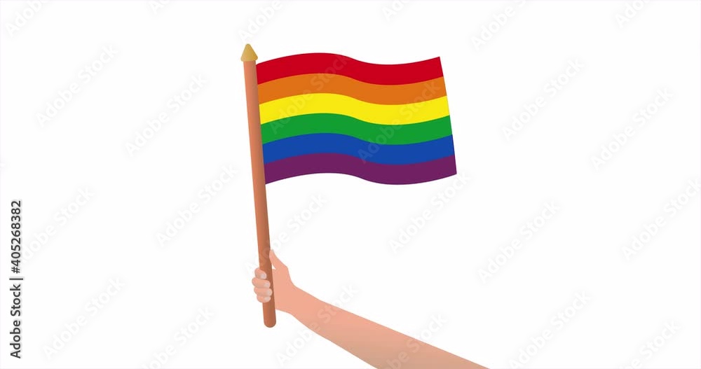 Rainbow flag in hand. Pride flag, hand holding lgbt symbol for pride ...