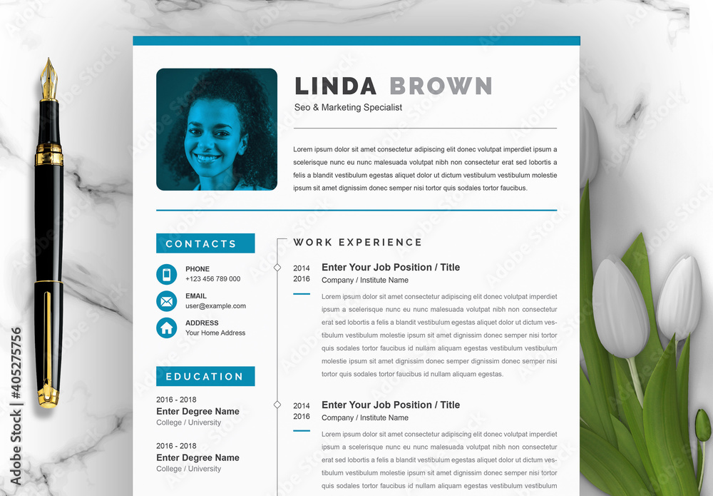 Modern Resume Layout Kit Stock Template | Adobe Stock