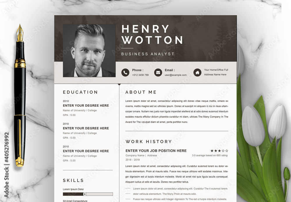 Professional Resume Layout Stock Template | Adobe Stock