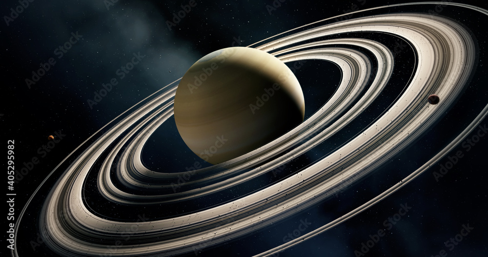Saturn 3D and its rings, moons of Saturn, Solar System, Solar System ...