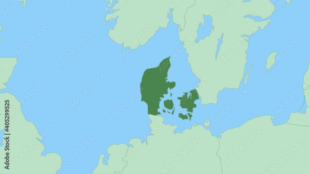 Map of Denmark with pin of country capital. Denmark Map with ...
