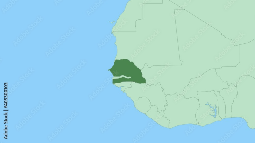 Map of Senegal with pin of country capital. Senegal Map with ...