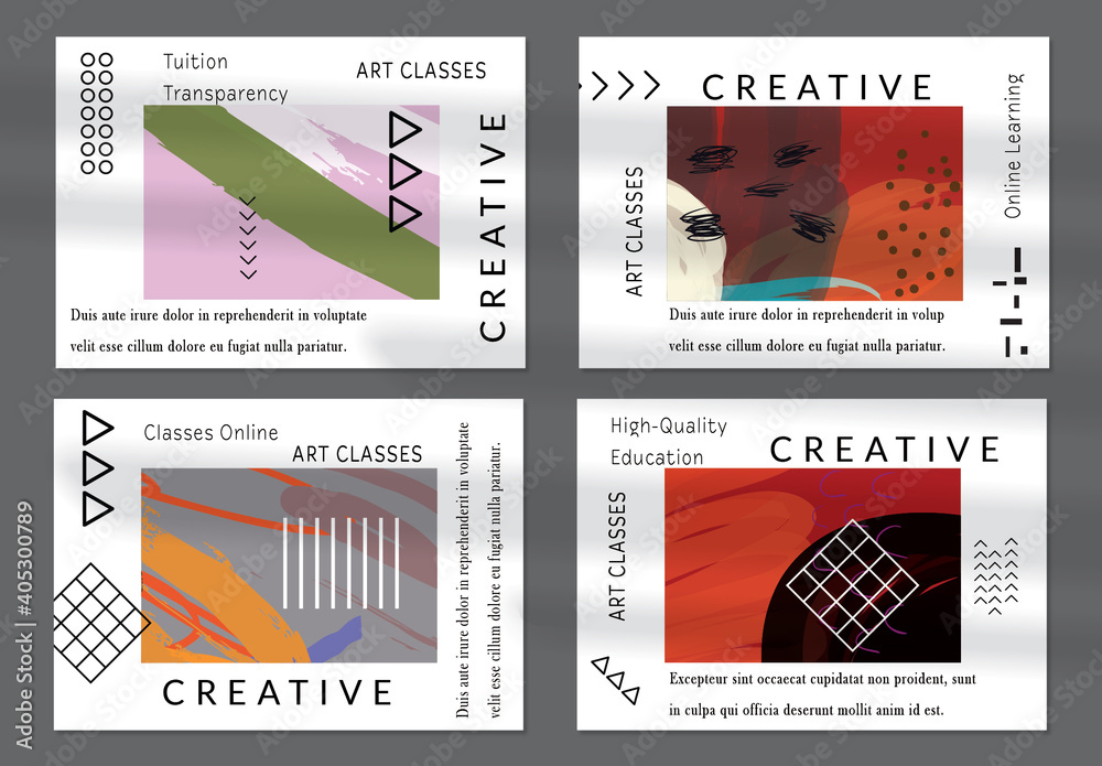 Flyer Layout with Black Shapes and Abstract Bright Rectangle Stock ...