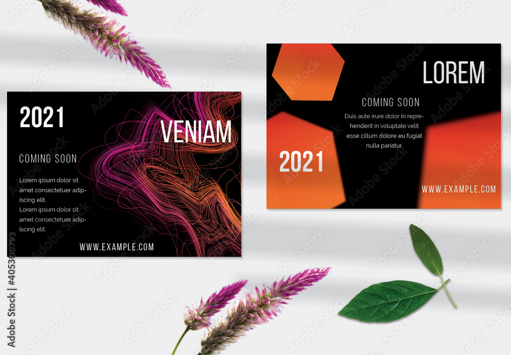 Flyer Layout with Abstract Motion Blur and Glowing Shape Stock Template ...