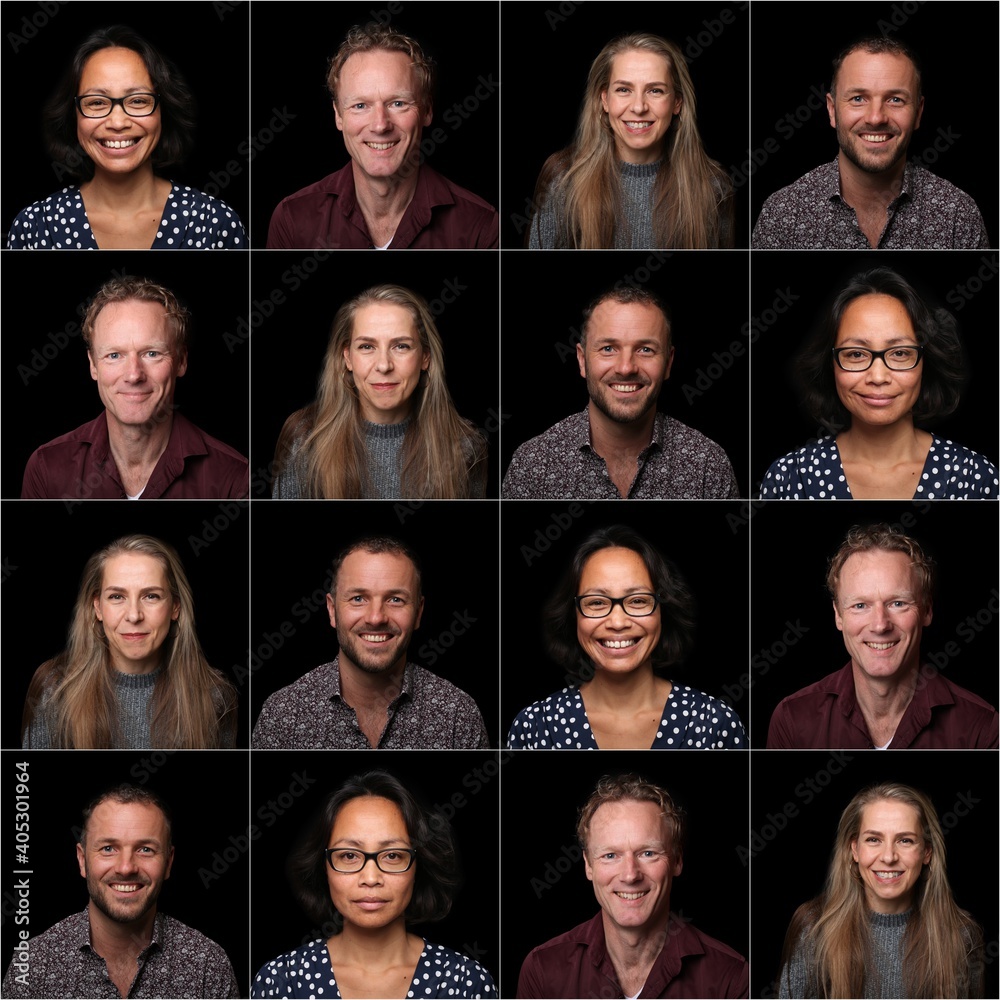 Portraits of beautiful people in front of a black background Stock ...