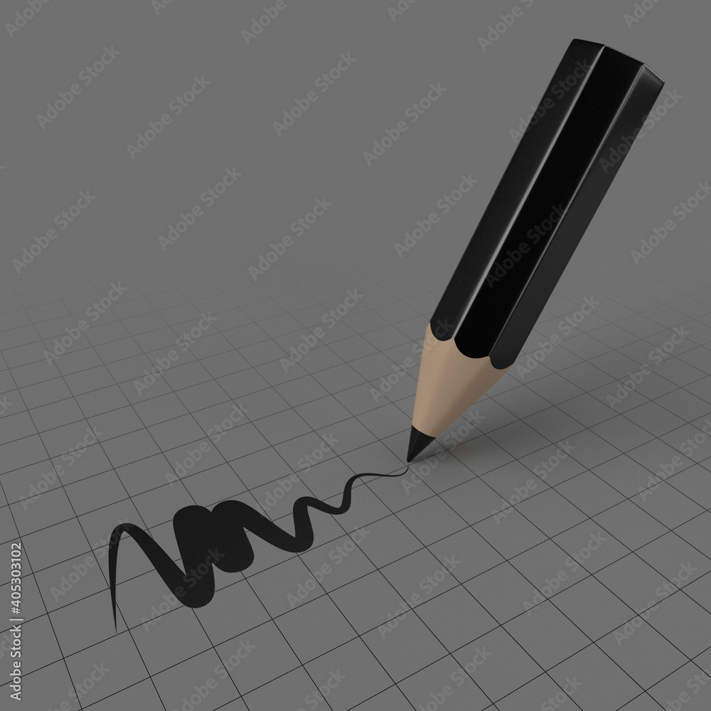 Tilted writing colored pencil Stock 3D asset | Adobe Stock