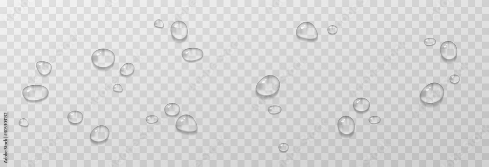 Vector water drops. PNG drops, condensation on the window, on the ...